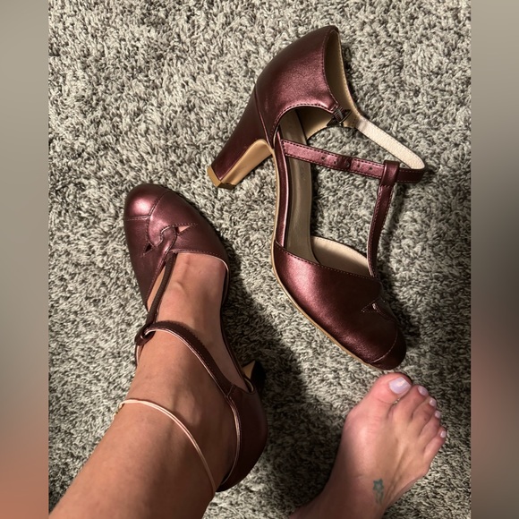 chelsea crew | Shoes | Rich Plum Colored Chunk Heels From Modcloth ...